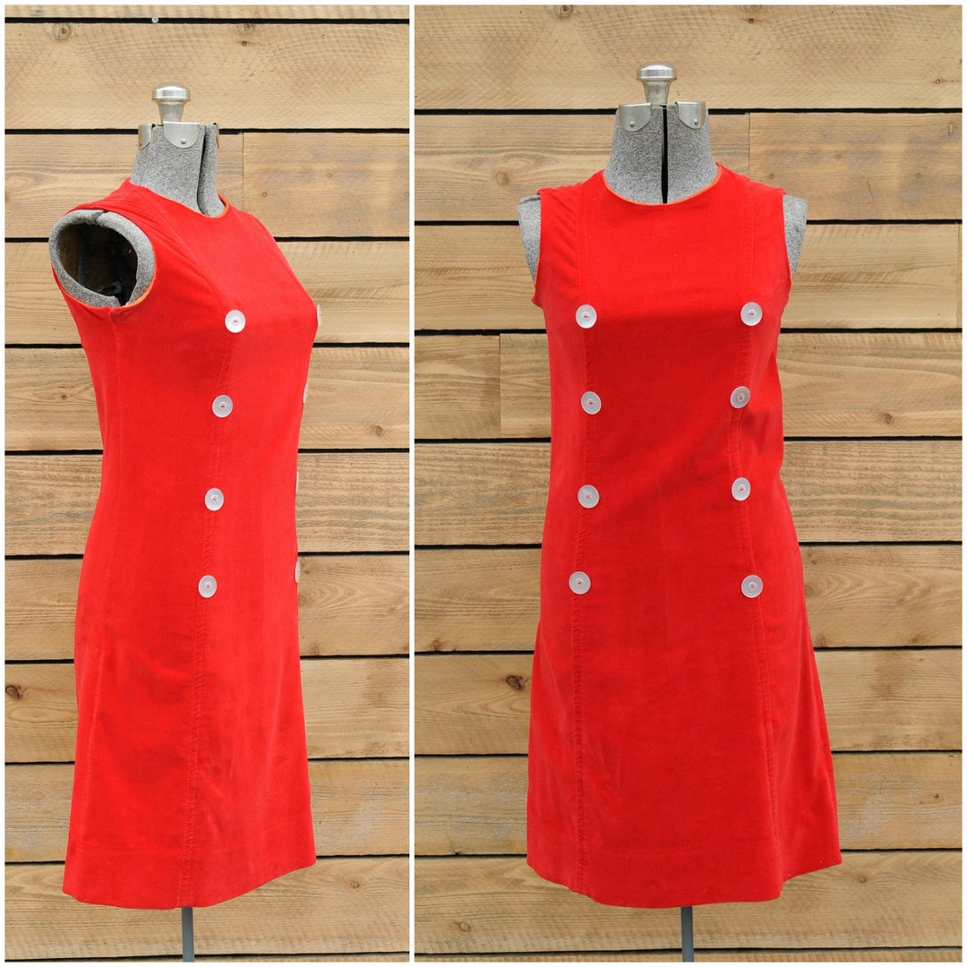 Small, 60s Red Dress, Red Satin Dress, Vintage Satin Dress, 60s Velvet ...