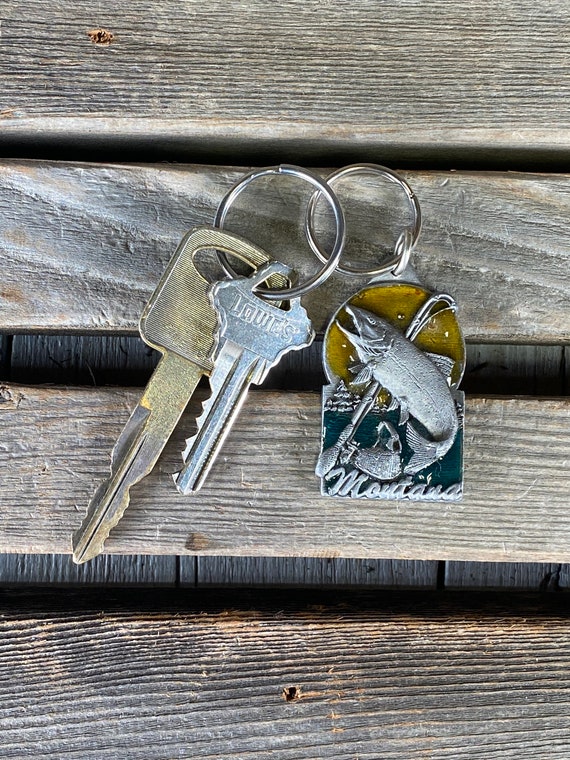Montana keychain fishing keychain Montana fishing 1990s | Etsy