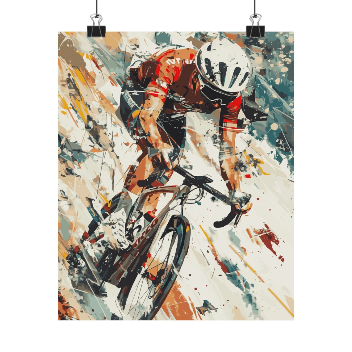 Cycling Race Poster, Mountain Biking Poster, Painting Style Home Decor ...