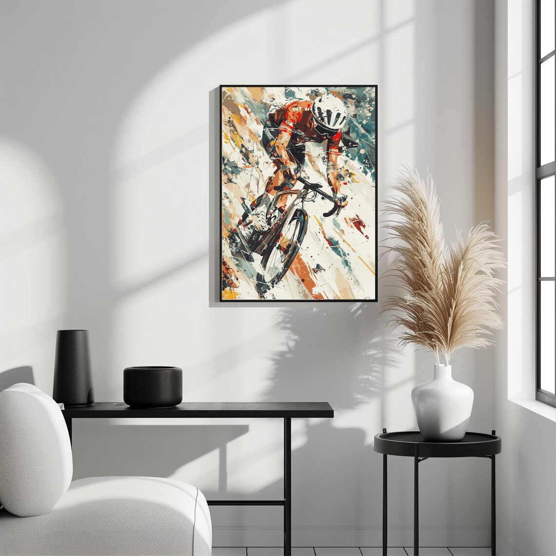 Cycling Race Poster, Mountain Biking Poster, Painting Style Home Decor ...