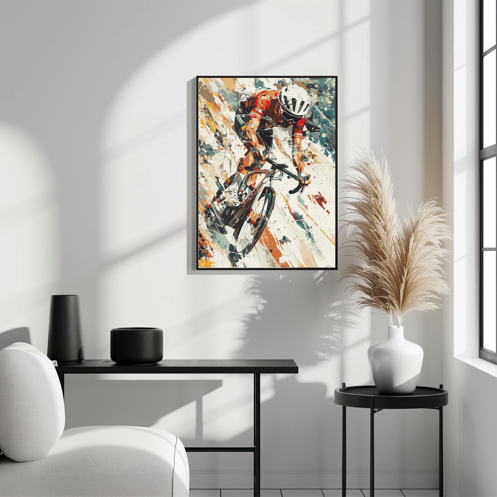 Cycling Race Poster, Mountain Biking Poster, Painting Style Home Decor ...