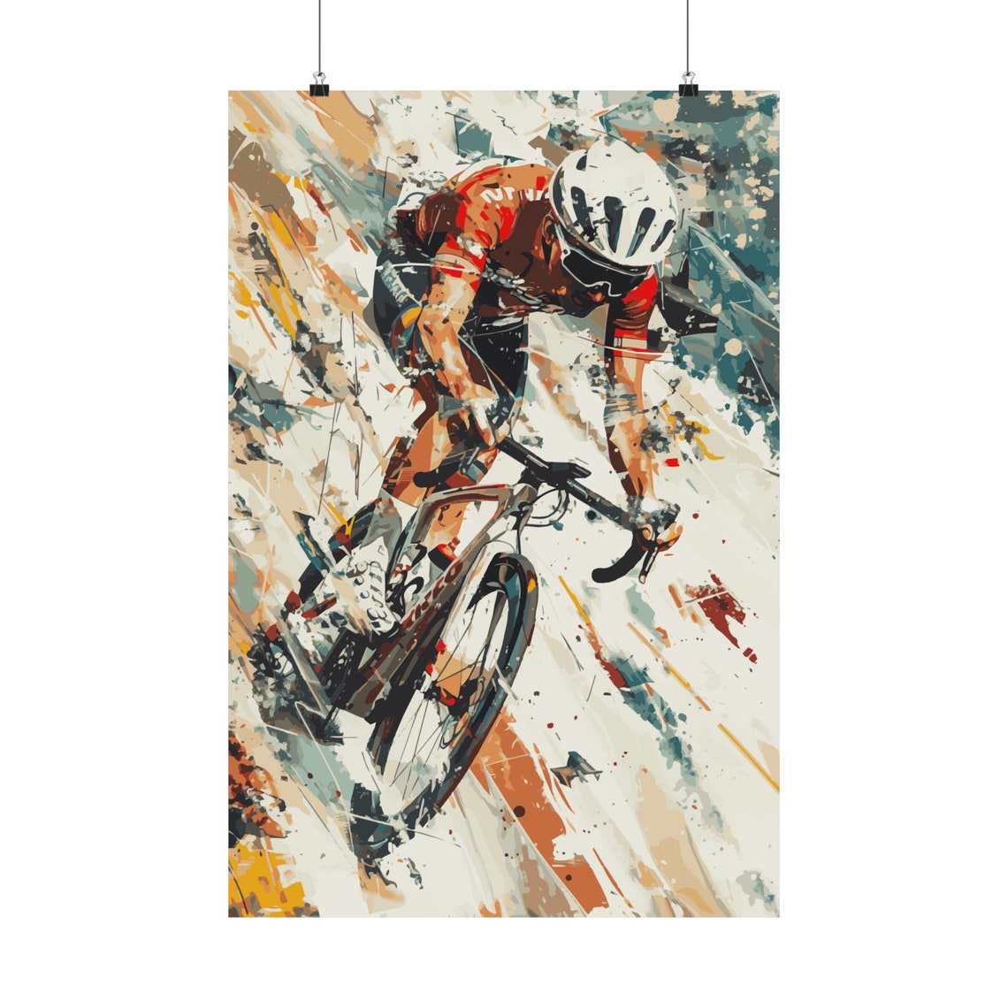 Cycling Race Poster, Mountain Biking Poster, Painting Style Home Decor ...