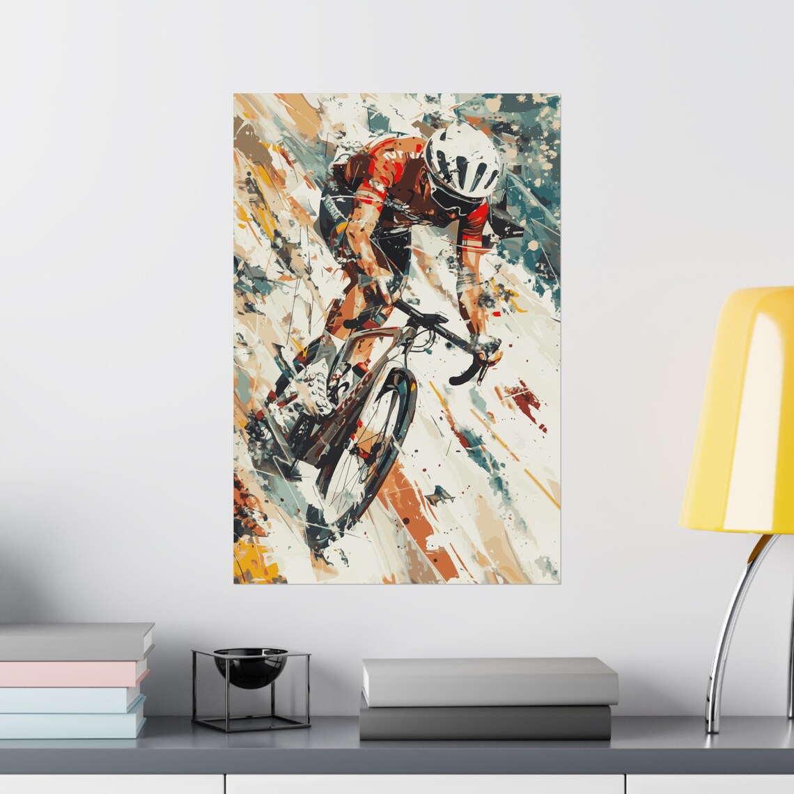 Cycling Race Poster, Mountain Biking Poster, Painting Style Home Decor ...