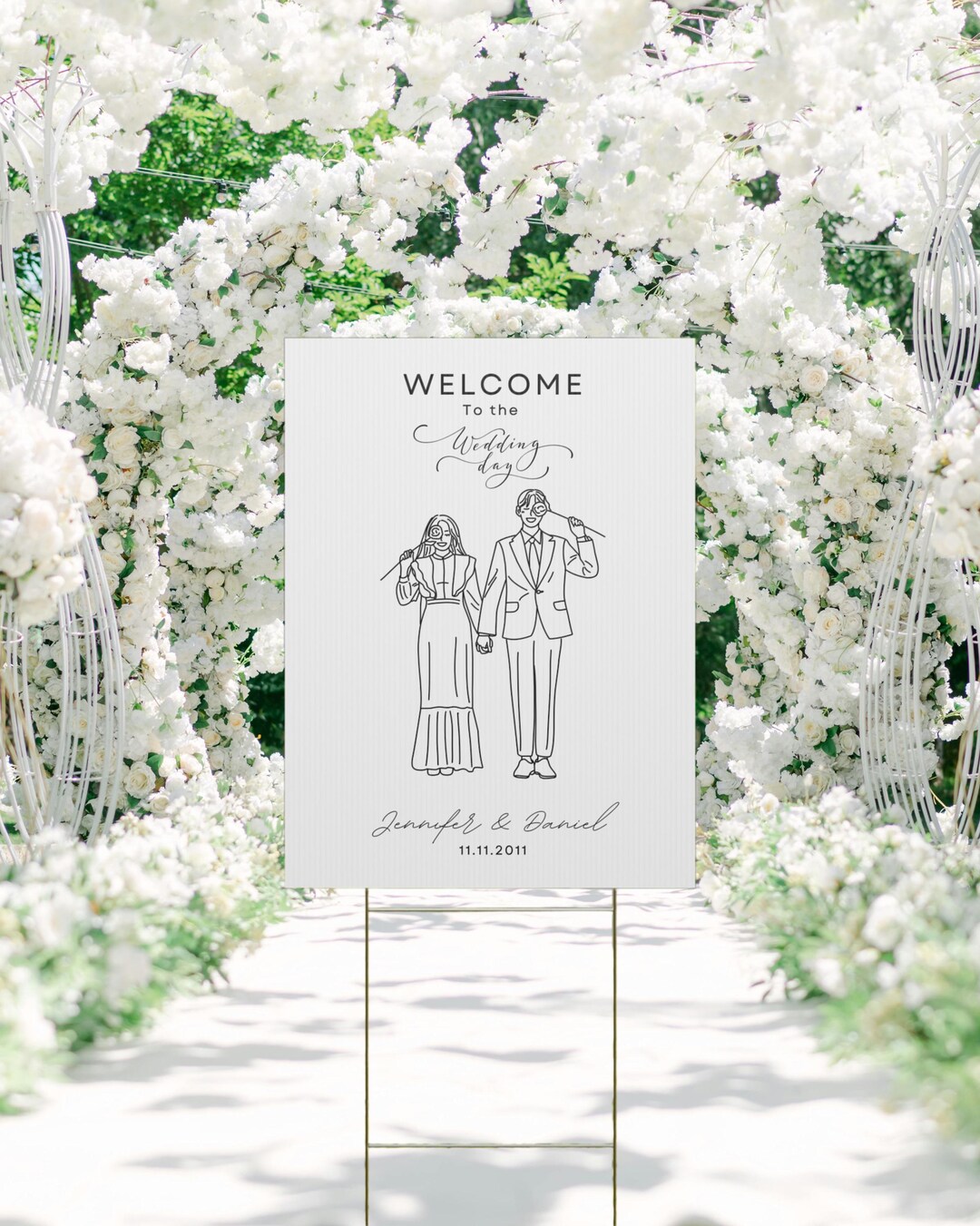 Custom Portrait Wedding Yard Sign – Double-sided Outdoor Welcome Sign ...