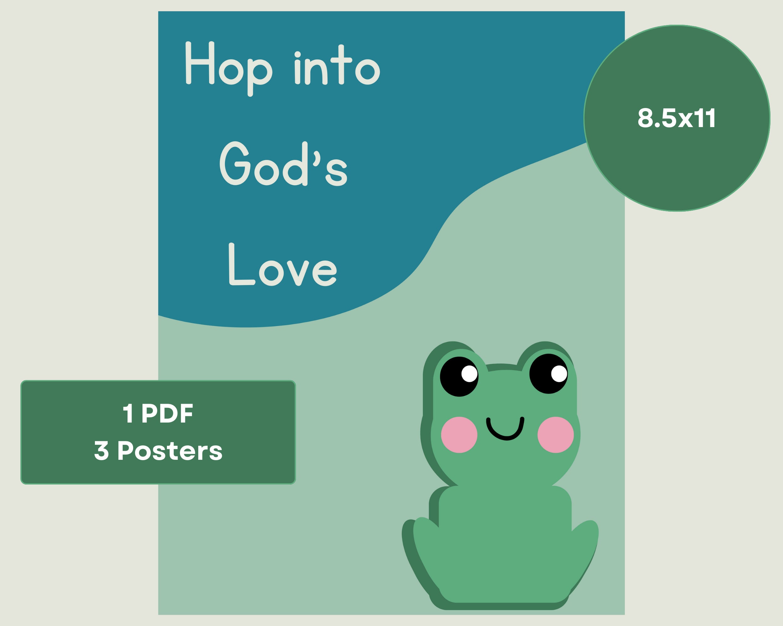 Kid's Bible Posters, Cute Frog Baby Animal, Fun Christian Wall Art ...