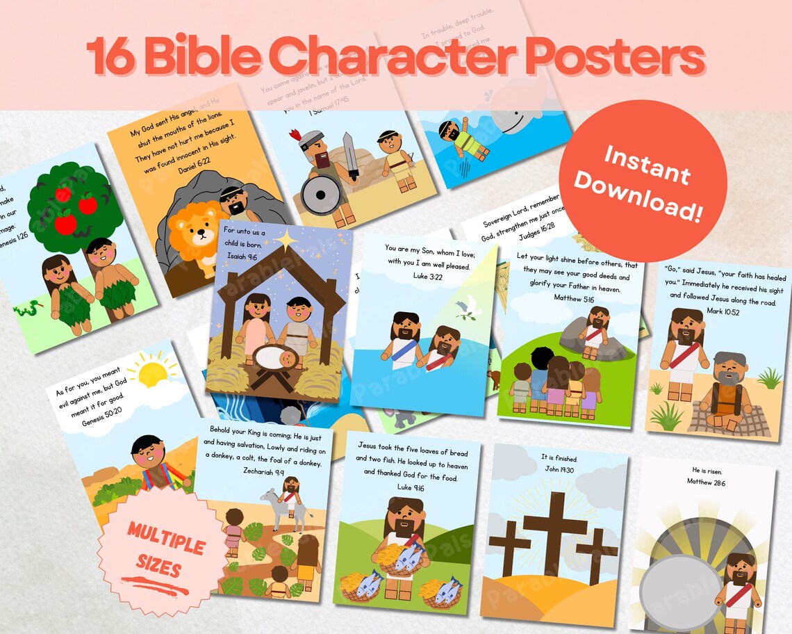 Bible Character Posters, Kids Bible Stories, Homeschool Learning ...