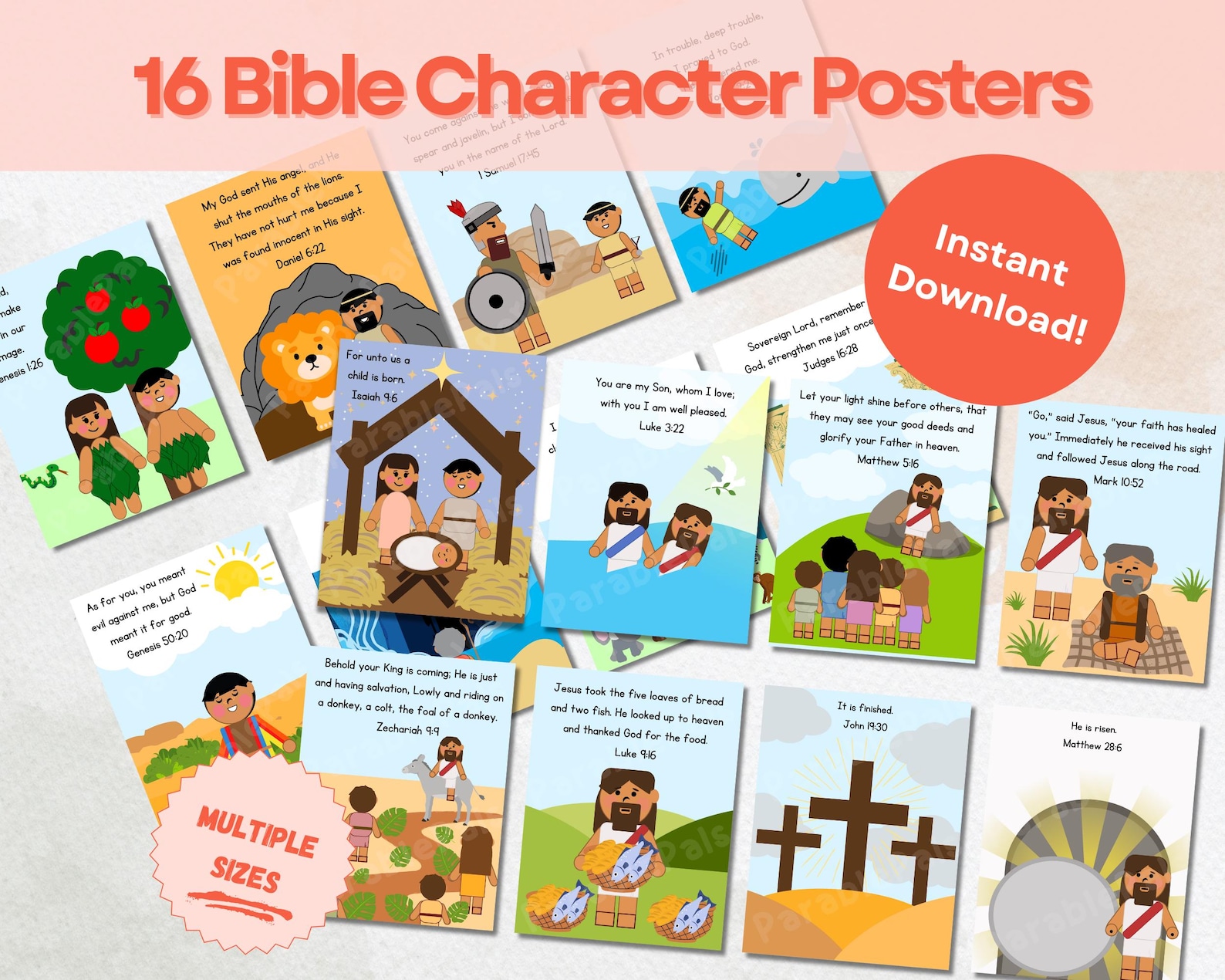 Bible Character Posters, Kids Bible Stories, Homeschool Learning ...