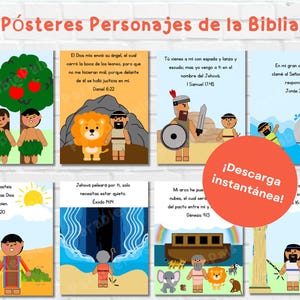 Kids Bible Posters, Spanish Scripture, Bible Characters, Bible Stories ...
