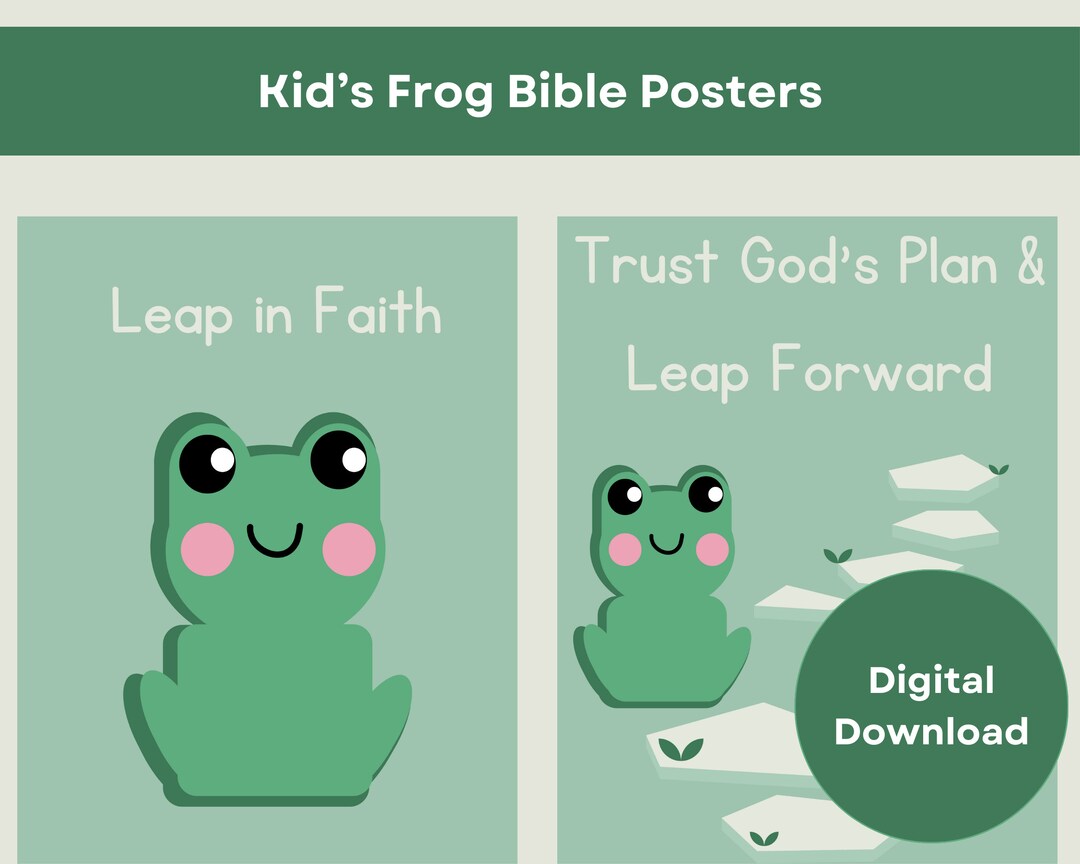 Kid's Bible Posters, Cute Frog Baby Animal, Fun Christian Wall Art ...