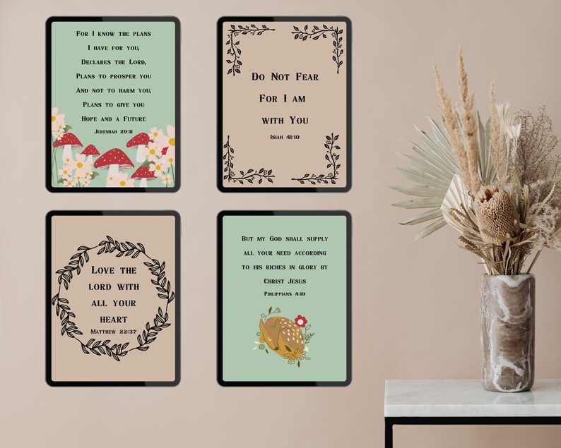 Cottagecore Scripture Wall Art Bible Posters Nature Nursery Decor Cute ...