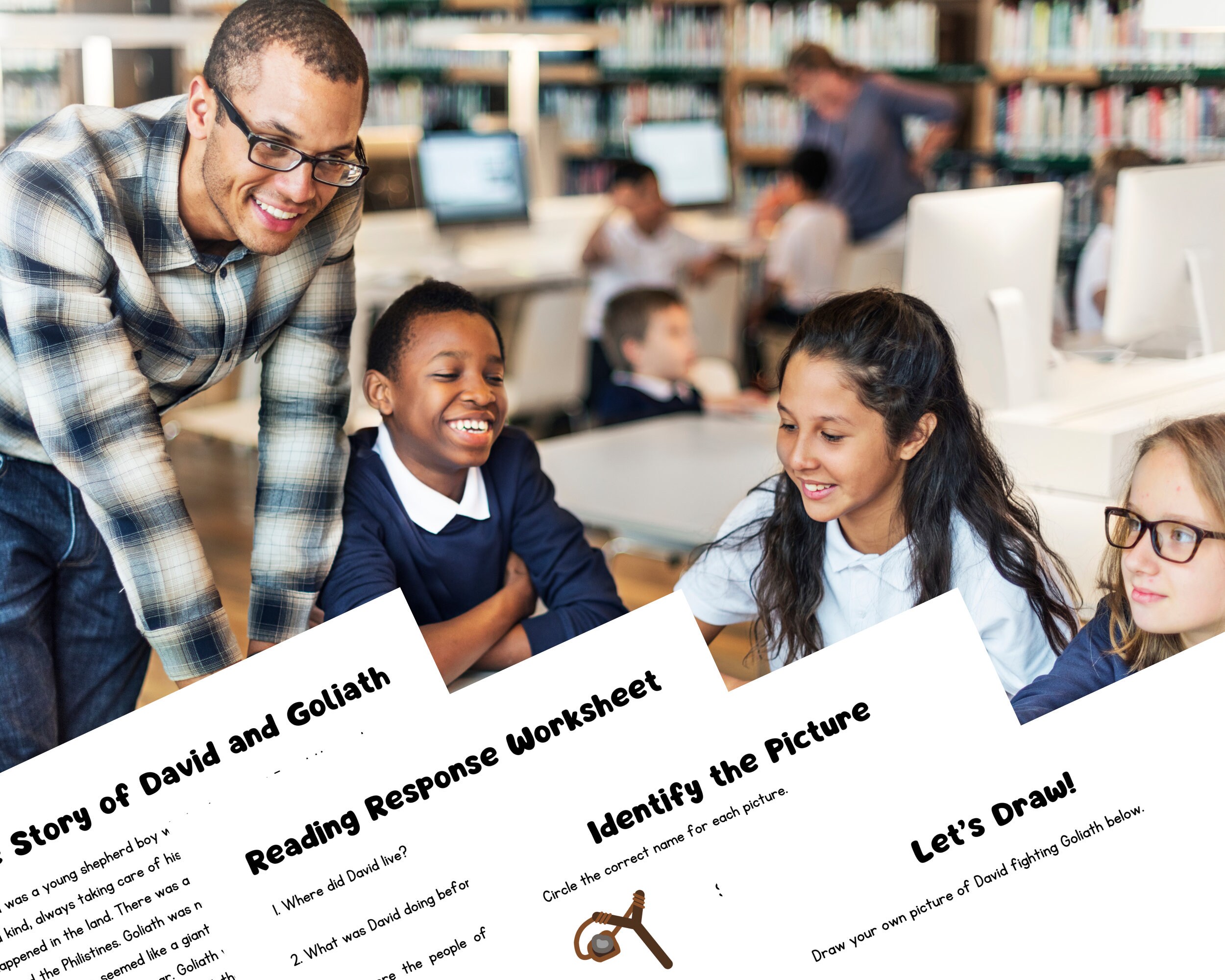 Engaging Kids Bible Worksheets, David and Goliath Lesson, Interactive ...