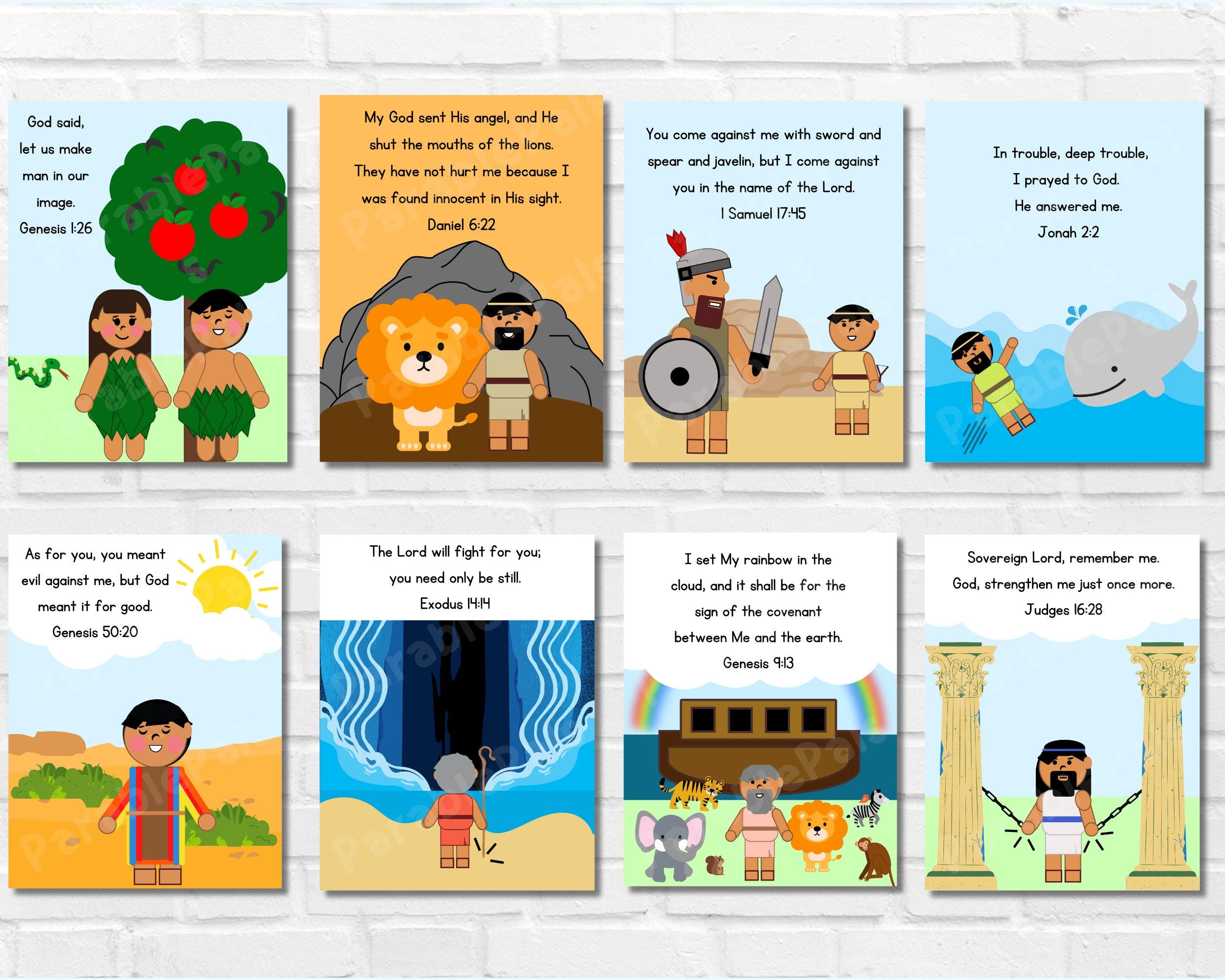 Bible Character Poster Wall Art Scripture for Kids Biblical Story ...