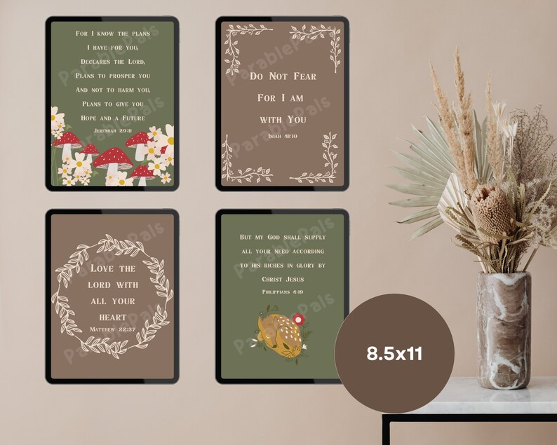 Cottagecore Scripture Wall Art Bible Posters Nature Nursery Decor Cute ...