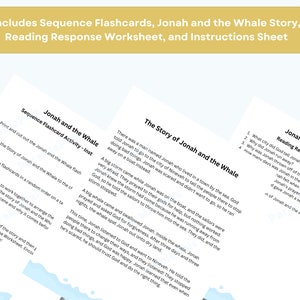 Kids Bible Flashcards Activity, Jonah and the Whale Story Characters ...