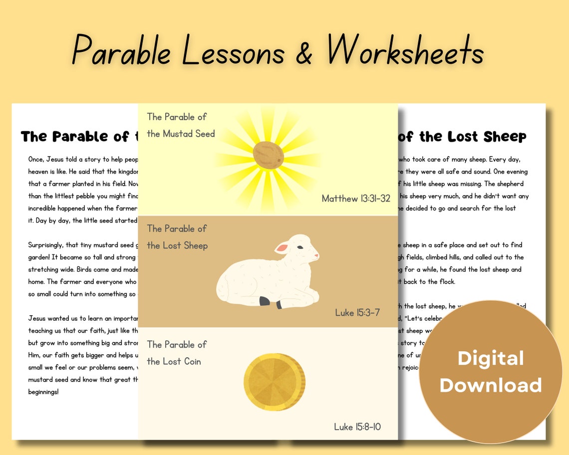 Parable Lessons & Worksheets: Bible Activity Flashcards (digital ...