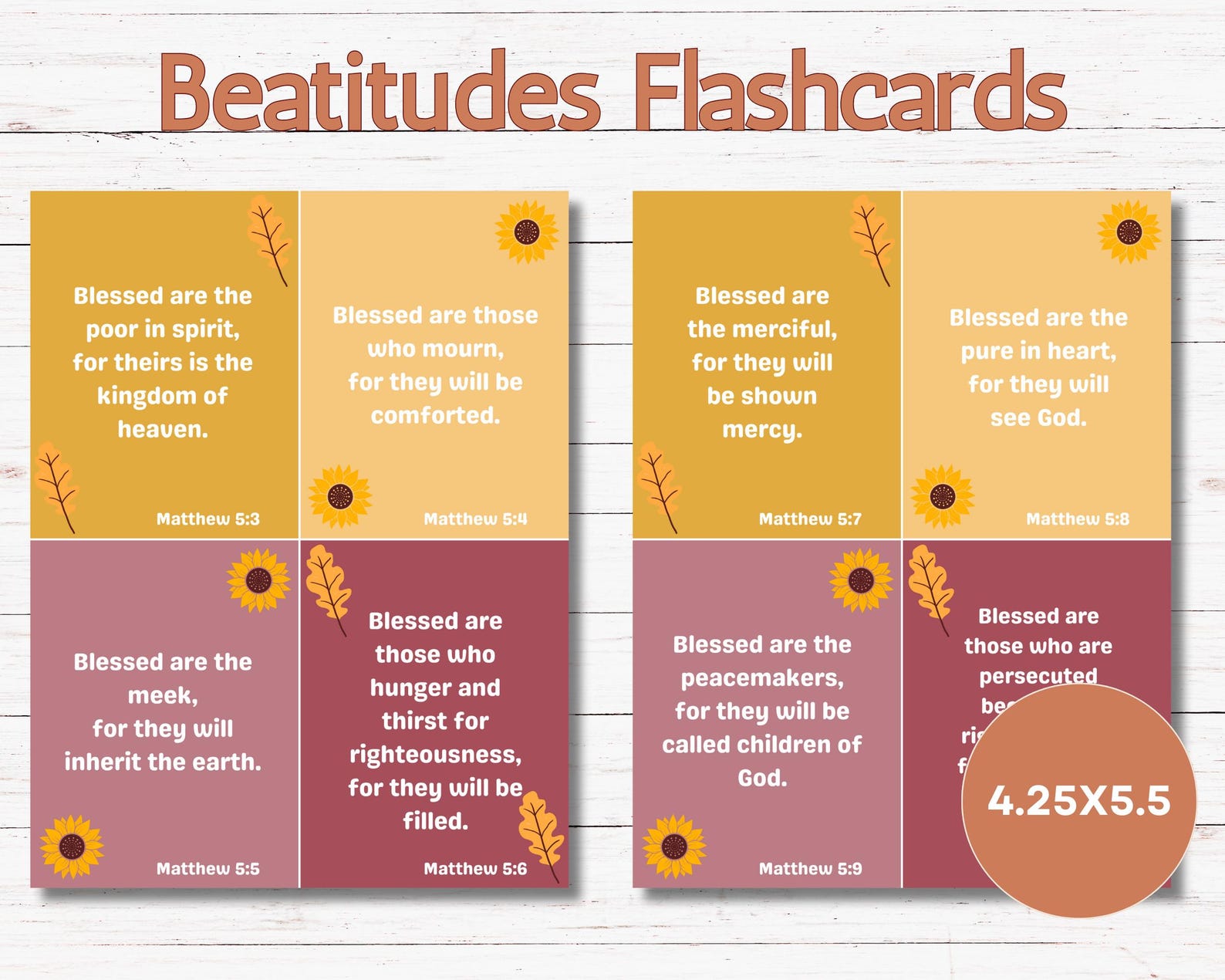 Floral Beatitudes Flashcards: Bible Verse Learning Tool (digital ...