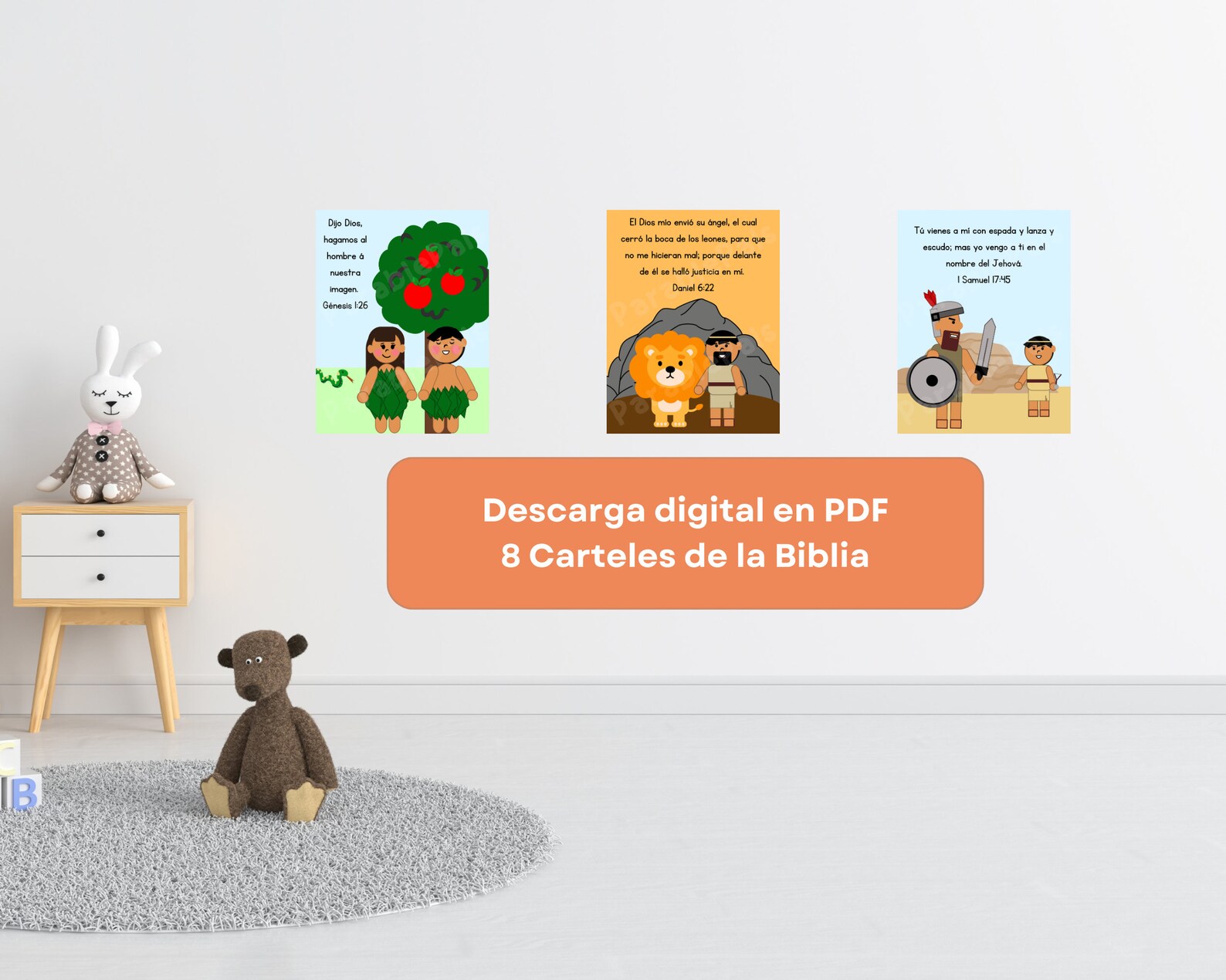 Kids Bible Posters, Spanish Scripture, Bible Characters, Bible Stories ...