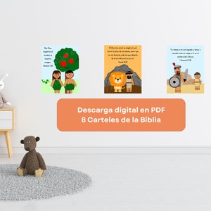 Kids Bible Posters, Spanish Scripture, Bible Characters, Bible Stories ...