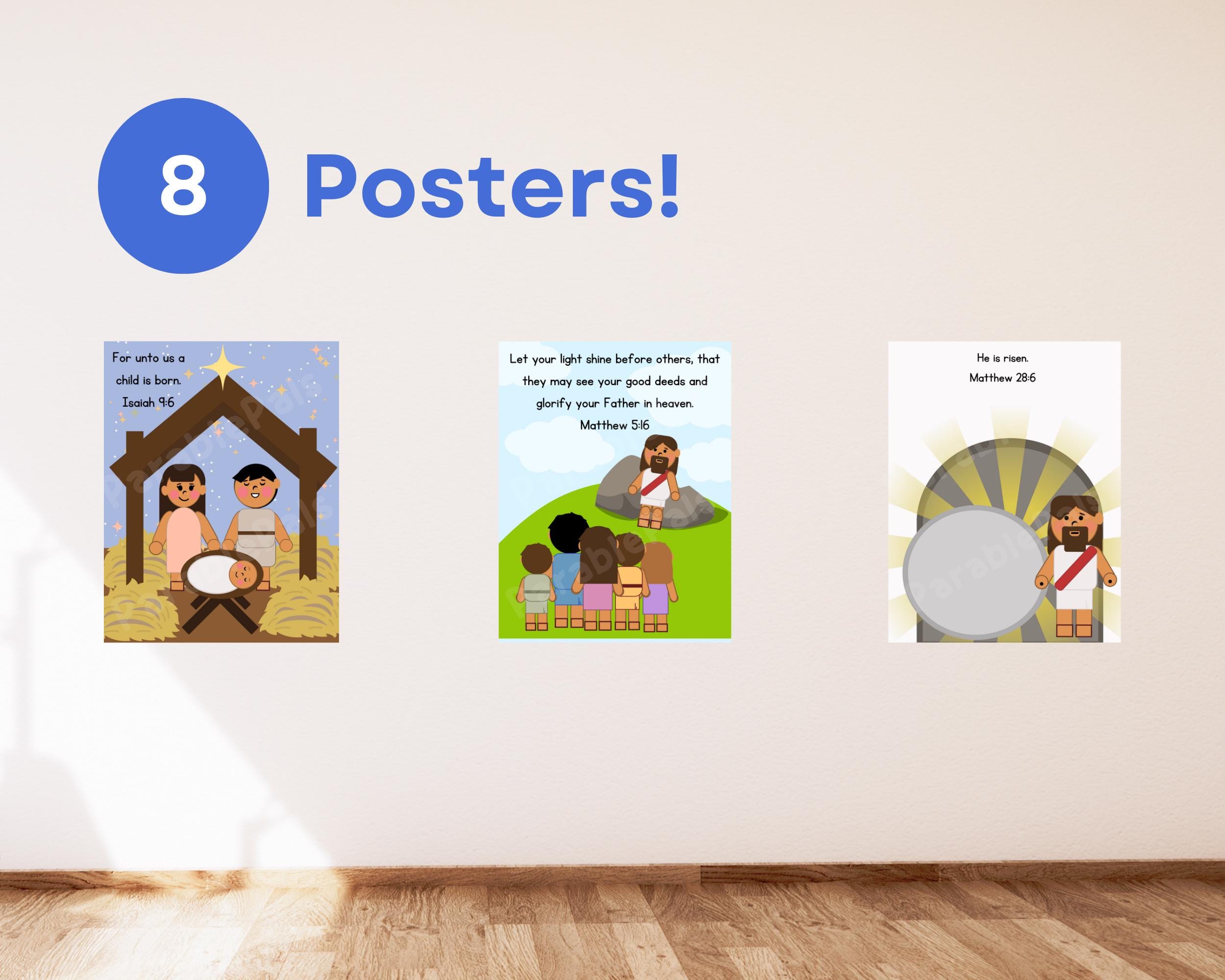 Bible Story Kids Posters, Homeschool Characters, Scripture Printable ...