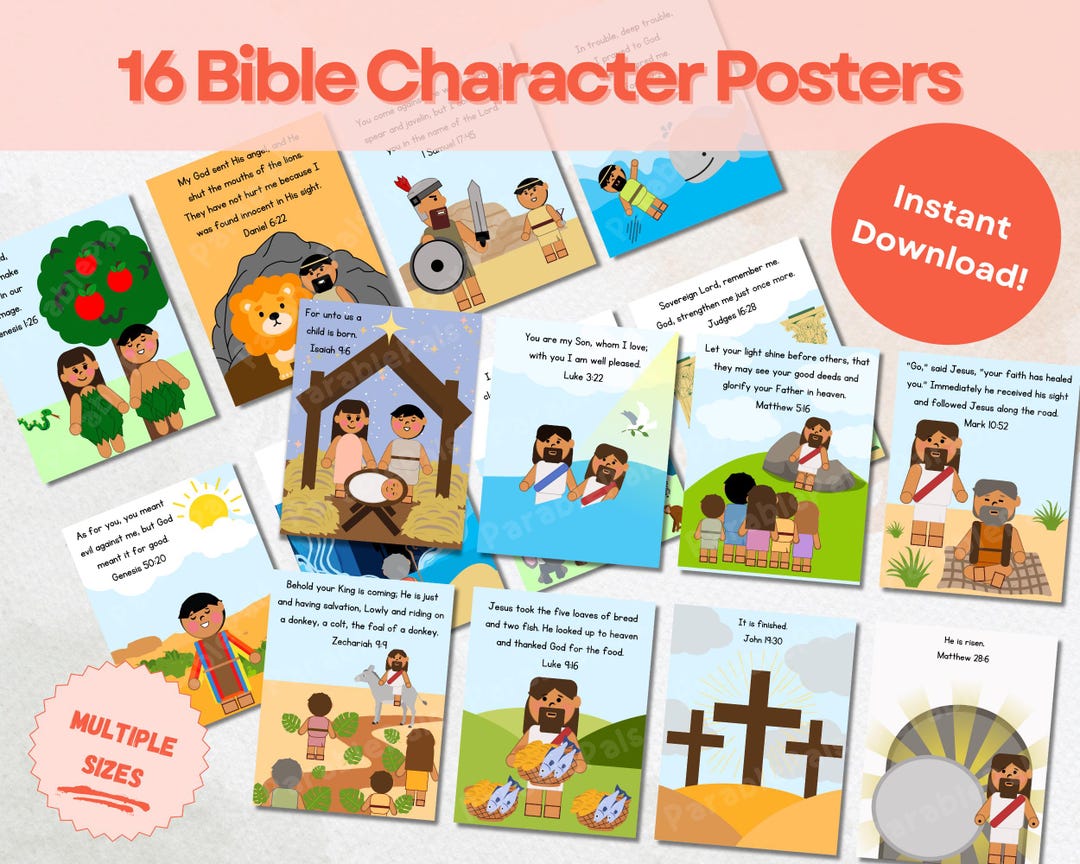 Bible Character Posters, Kids Bible Stories, Homeschool Learning ...