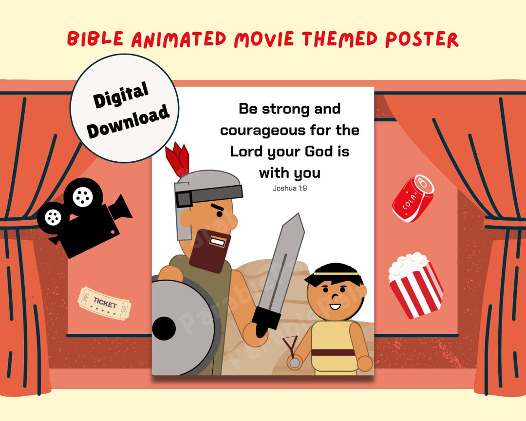 David & Goliath Printable Poster Movie Theme Bible Wall Art Kids Church ...