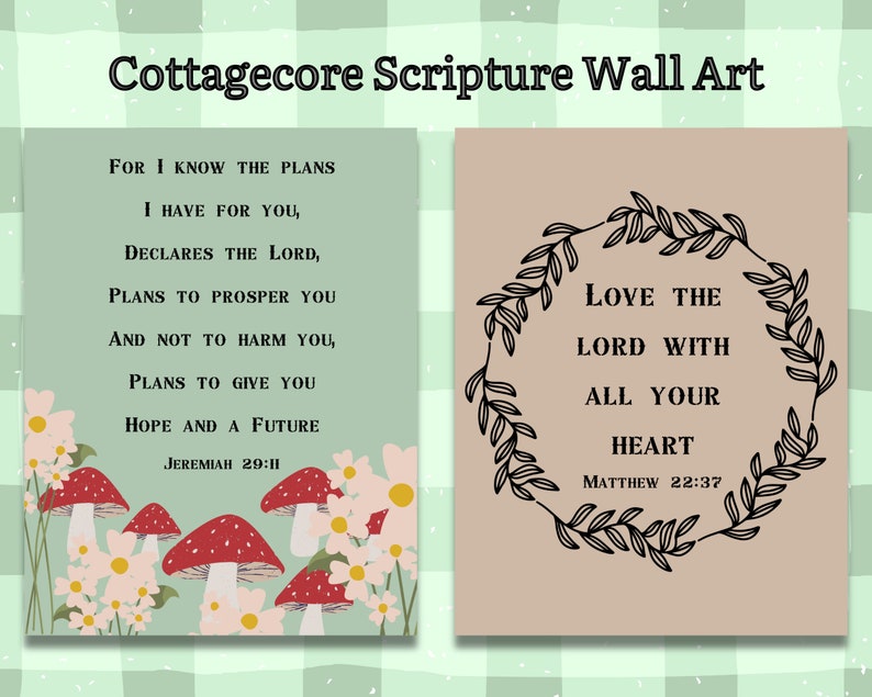 Cottagecore Scripture Wall Art Bible Posters Nature Nursery Decor Cute ...