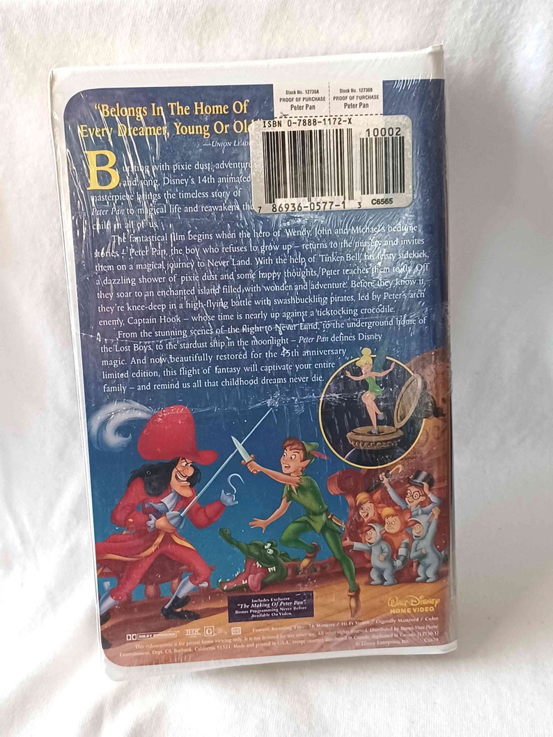 Sealed VHS: Disney's Peter Pan 45th Anniversary Limited Edition - Etsy