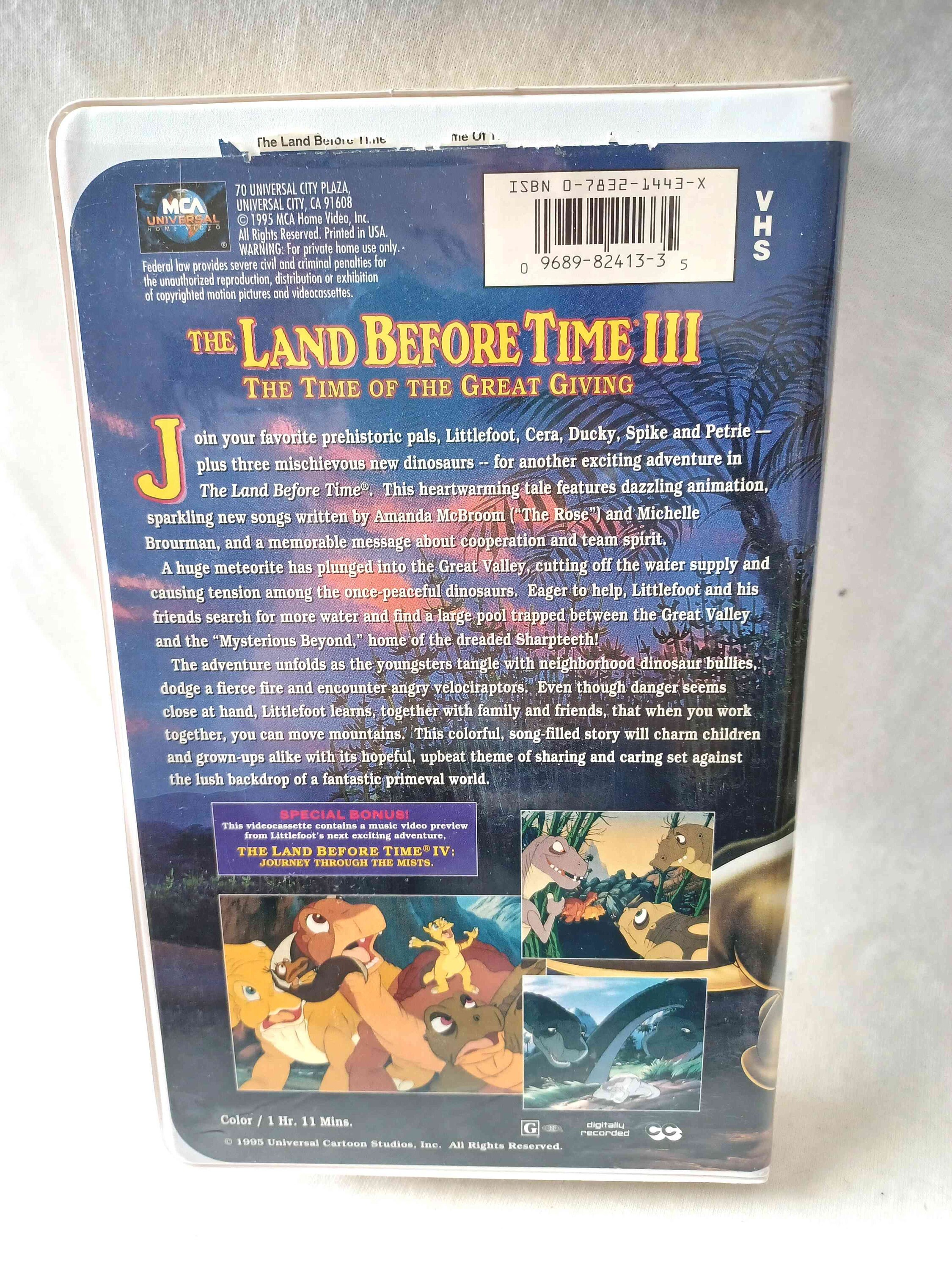 VHS Land Before Time III Time of the Great Giving 1995 82413 - Etsy