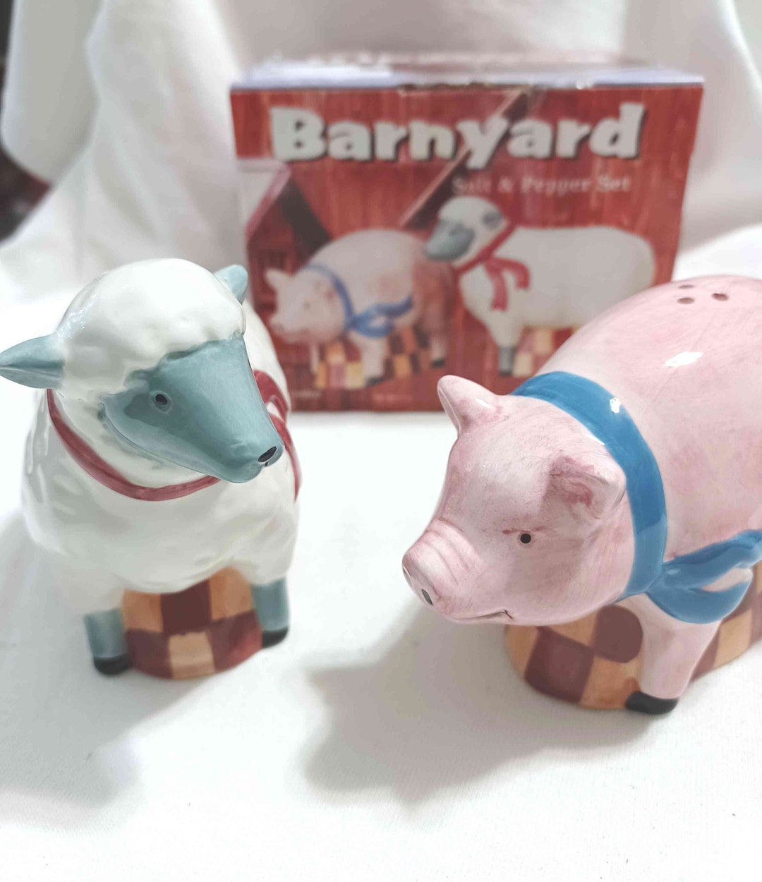 Vintage Pig & Sheep Salt and Pepper Set – Hand-painted Susan Winget ...