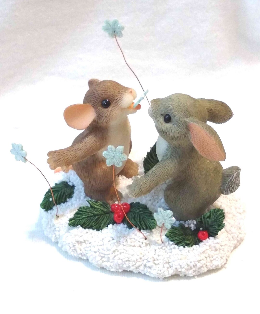 Snow Figurine catchin' Snowflakes by Dean Griff's Charming Tails ...