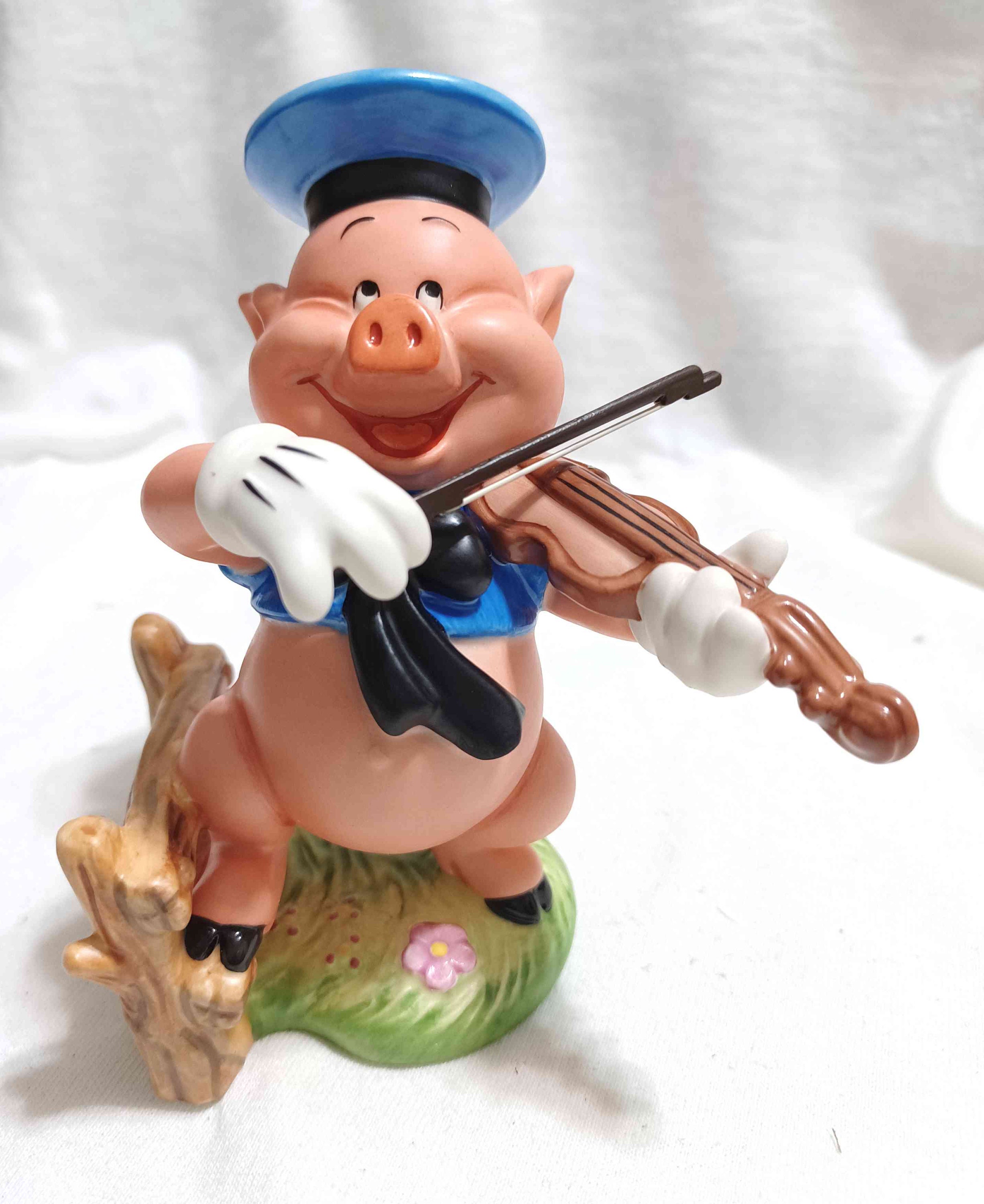 Pig With Fiddle From 3 Little Pigs Porcelain Sculpture From Disney ...
