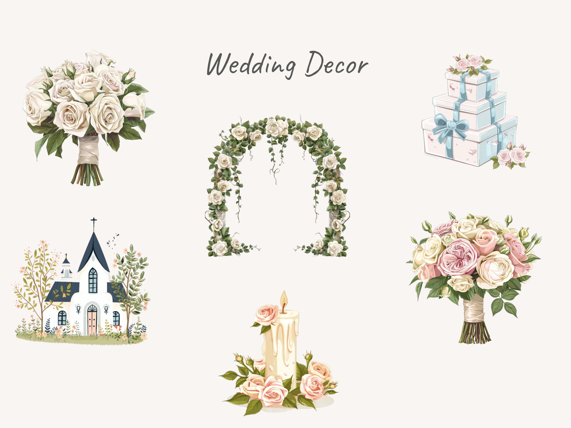 Wedding Clipart Bundle, Bride and Groom, Romantic Wedding, 4096x4096 ...