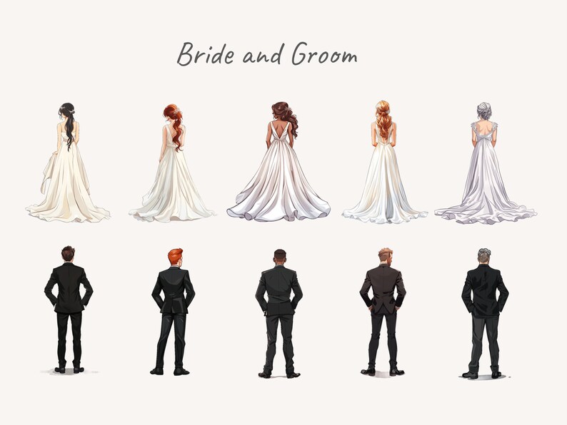 Wedding Clipart Bundle, Bride and Groom, Romantic Wedding, 4096x4096 ...