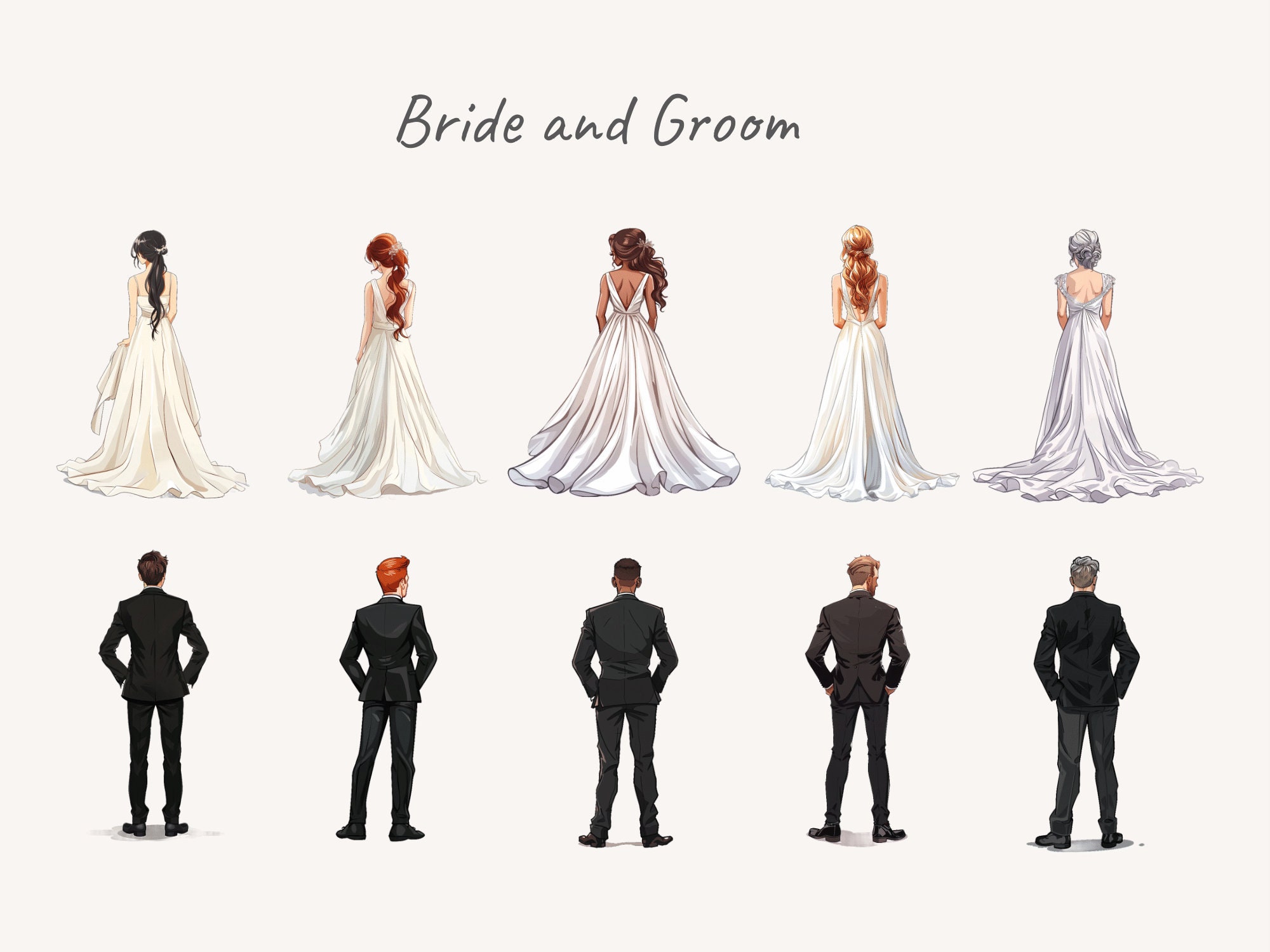 Wedding Clipart Bundle, Bride and Groom, Romantic Wedding, 4096x4096 ...