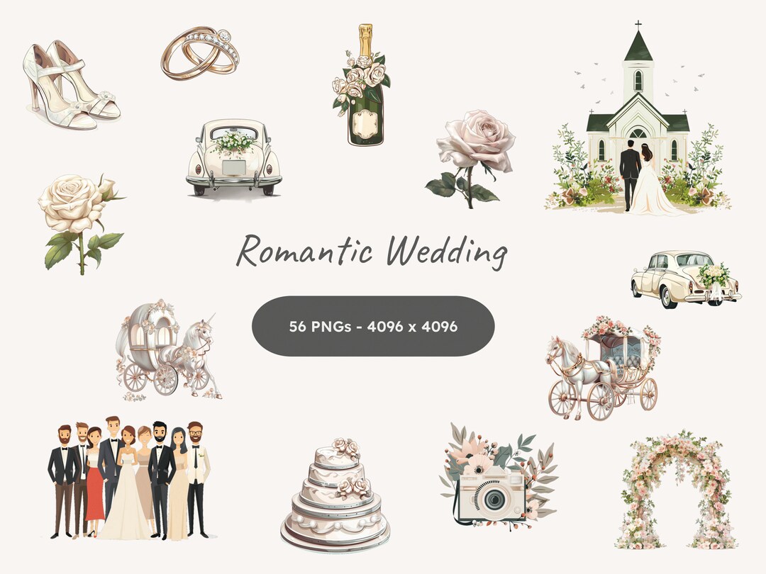 Wedding Clipart Bundle, Bride and Groom, Romantic Wedding, 4096x4096 ...