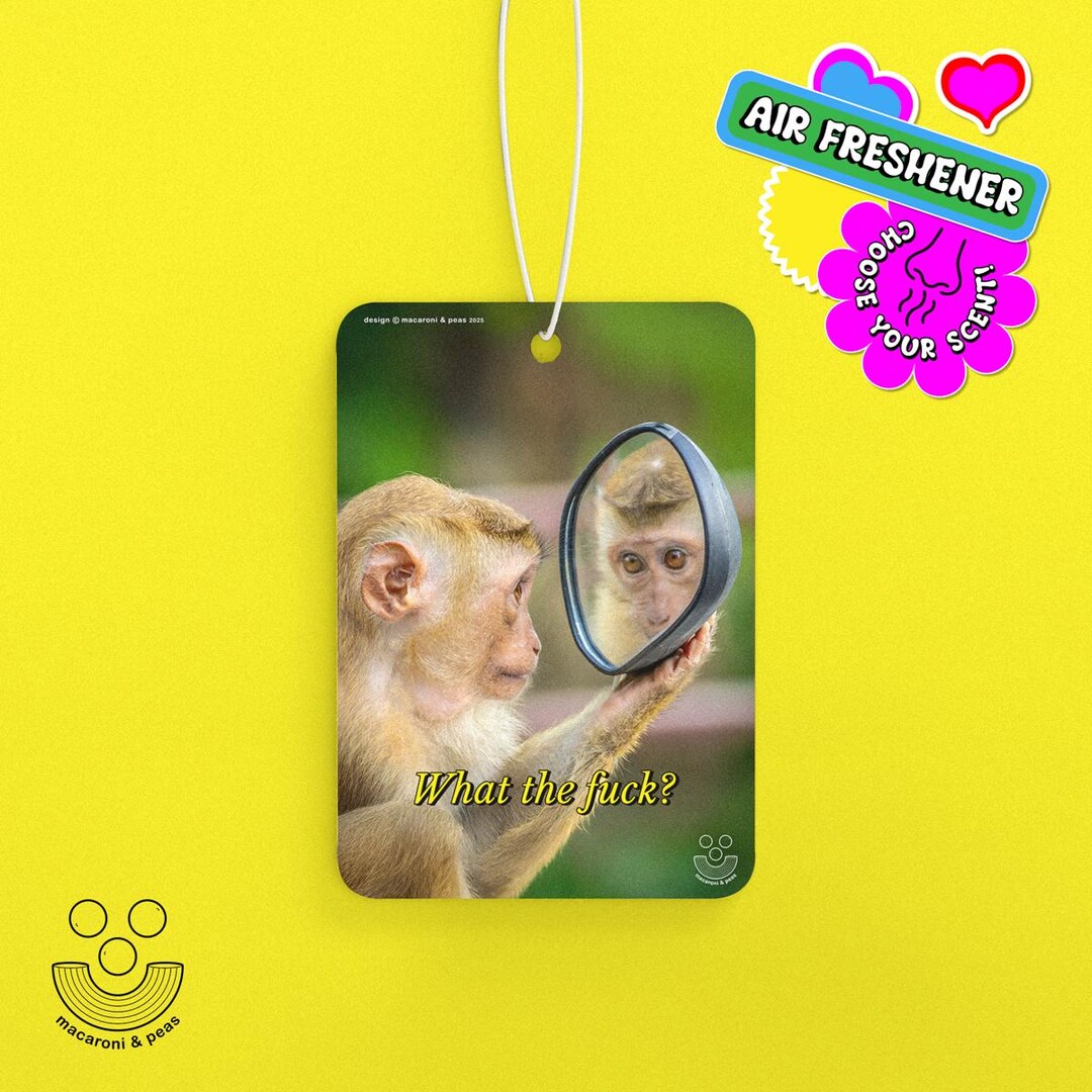WTF Monkey in a Mirror · Scented Car Air Freshener · Choose Your ...