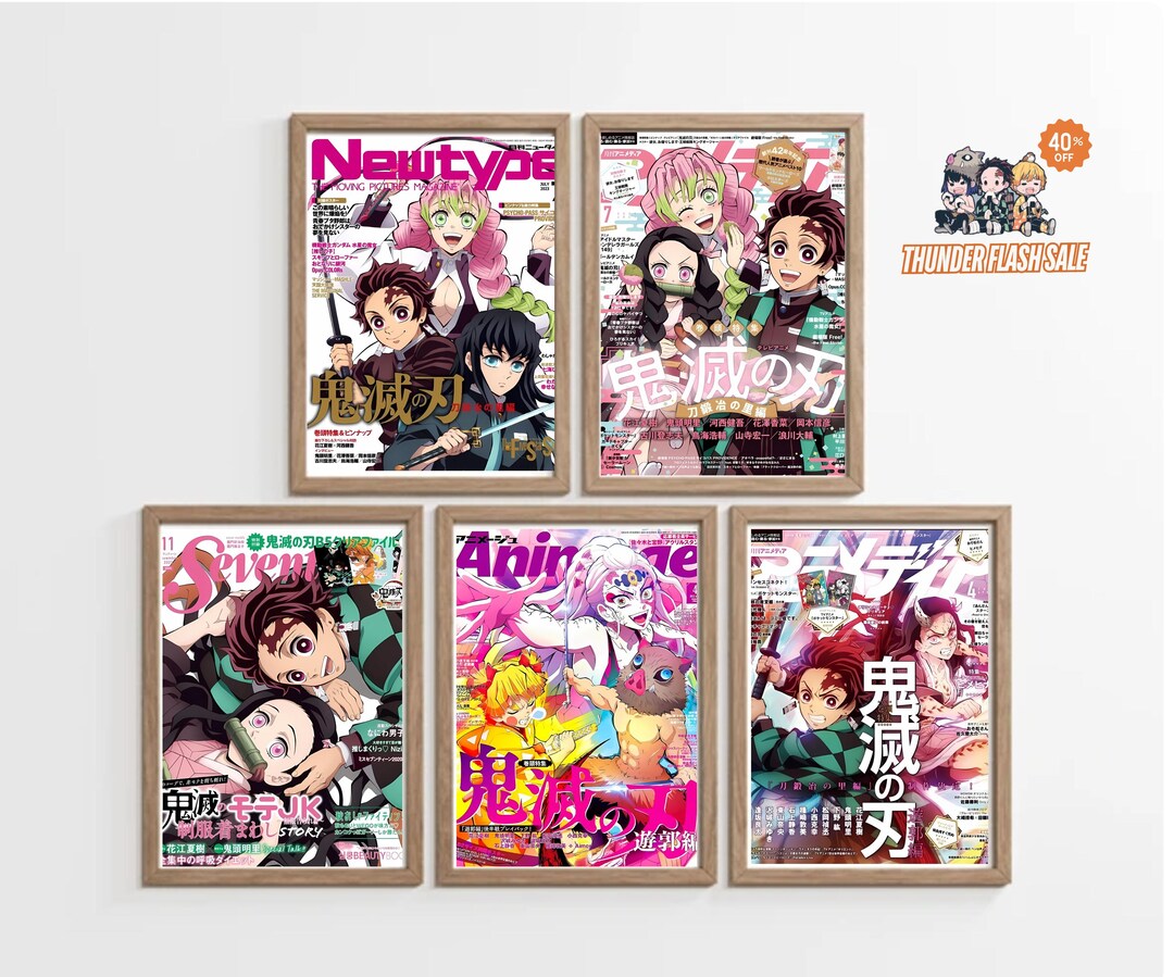 Demon Slayer Anime Magazine Poster Cover Pack, 5 Piece Set Hashira ...