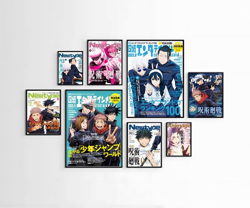 Jujutsu Kaisen Anime Magazine Cover Poster Pack 8 Piece Set Satoru Gojo ...