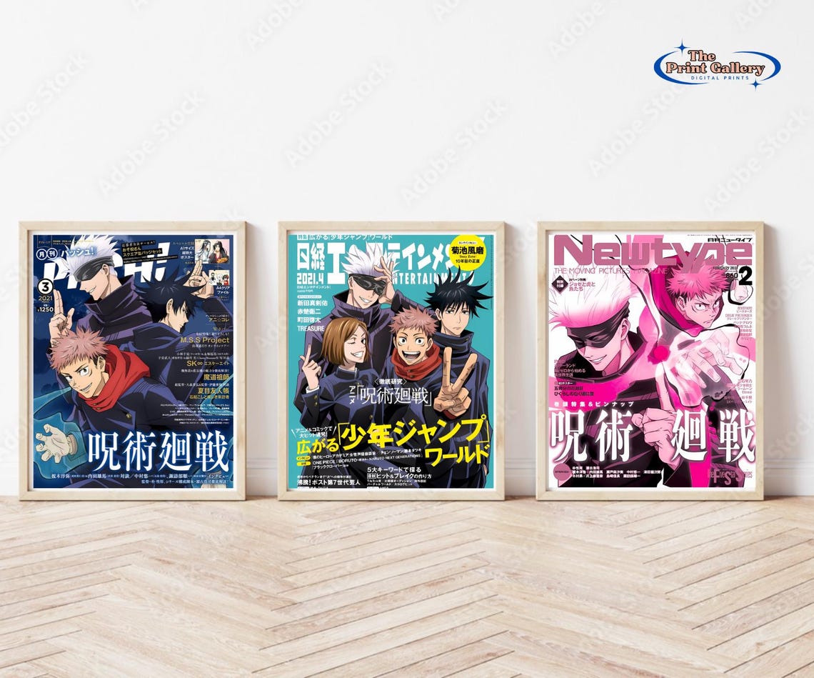 Jujutsu Kaisen Magazine Cover Poster V2 3 Piece Set Satoru Gojo, Yuji ...