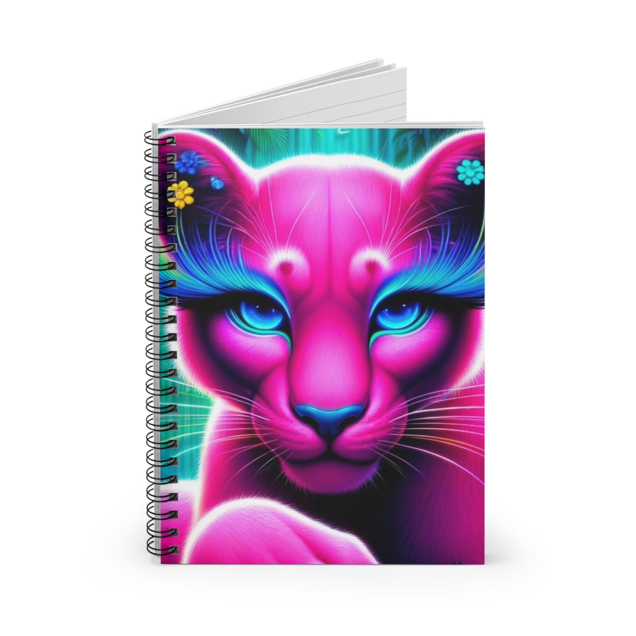 Spiral Notebook - Ruled Line With Colorful Panther Print - Etsy