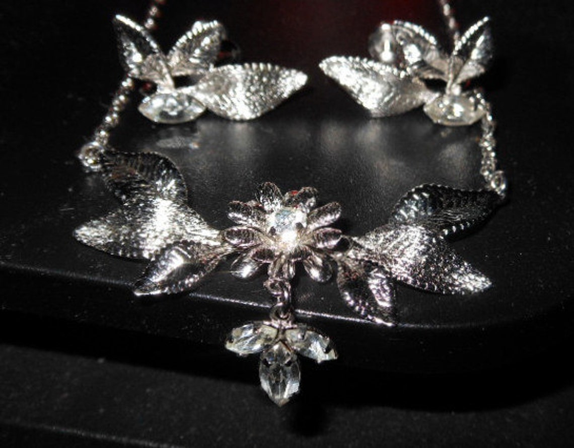 Vintage Signed Star Art Sterling Silver Necklace and Earring Set With ...