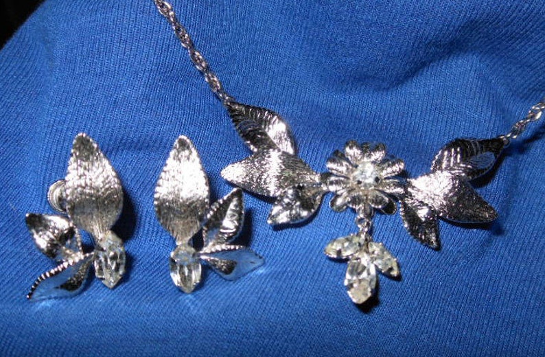 Vintage Signed Star Art Sterling Silver Necklace and Earring Set With ...