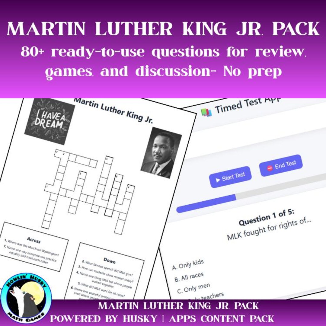 Martin Luther King Jr. Pack| Digital Games, Multiple Choice, Discussion ...