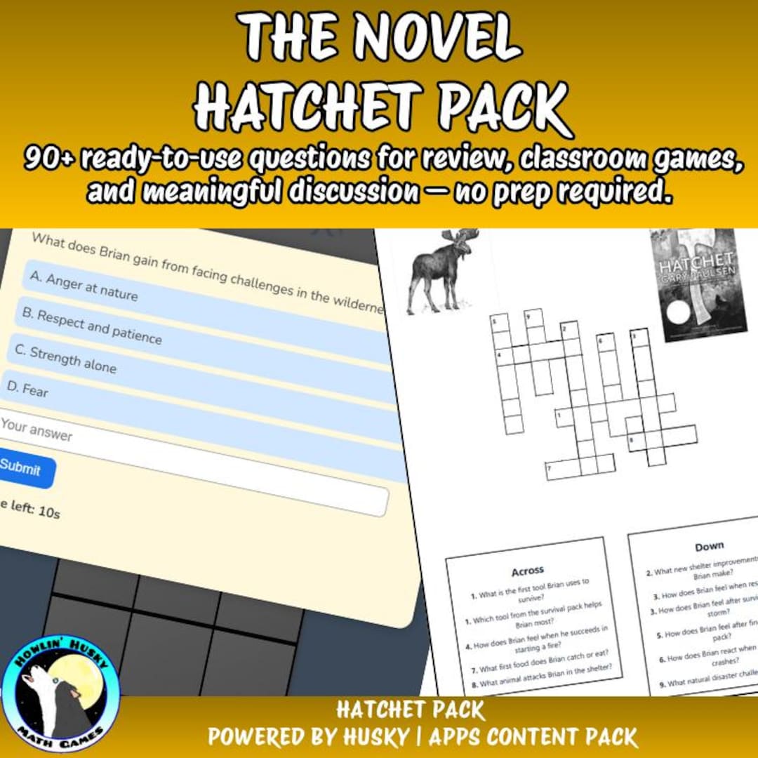 Hatchet Activity Pack | Digital Games, Multiple Choice, Discussion ...