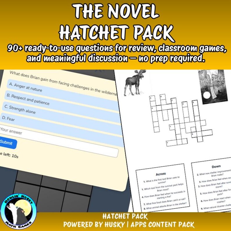 Hatchet Activity Pack | Digital Games, Multiple Choice, Discussion ...