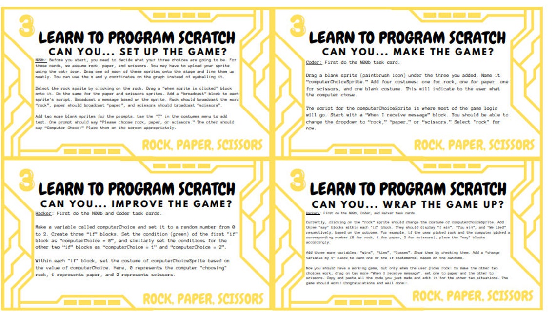 Scratch Task Cards Bundle: 3 Levels - Etsy