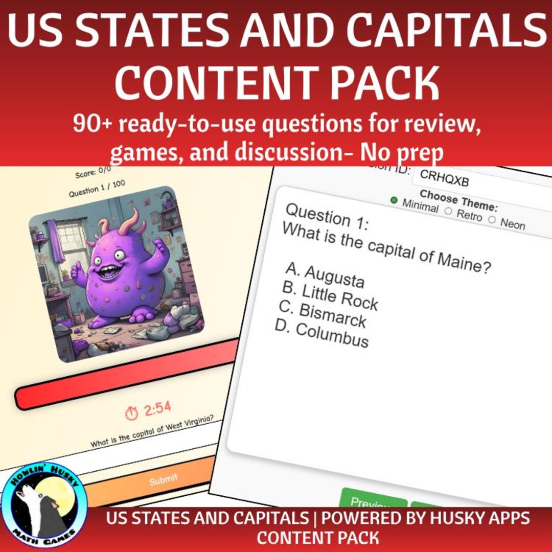 US States and Capitals Activities | Digital Review Games & Questions ...