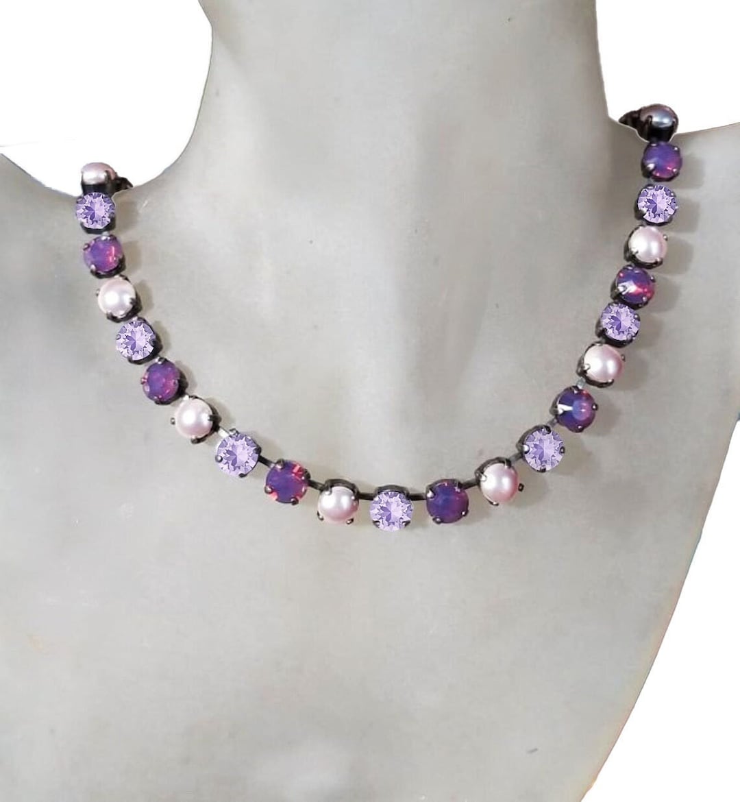 Swarovski Crystal Cyclamen Opal and Rosaline Pearl Tennis Style ...