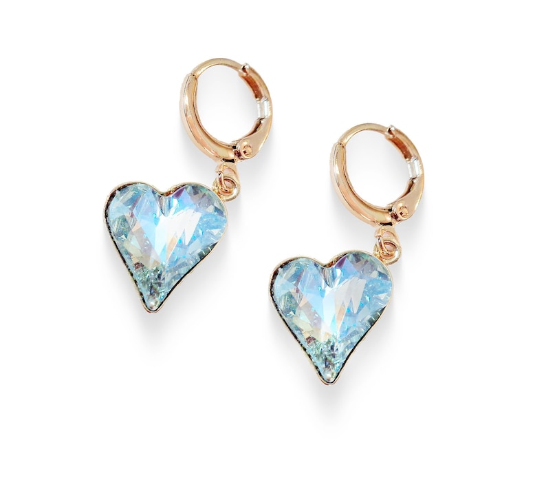 Swarovski Crystal Fancy Stone Drop Sweetheart Earrings, Light Azore ...