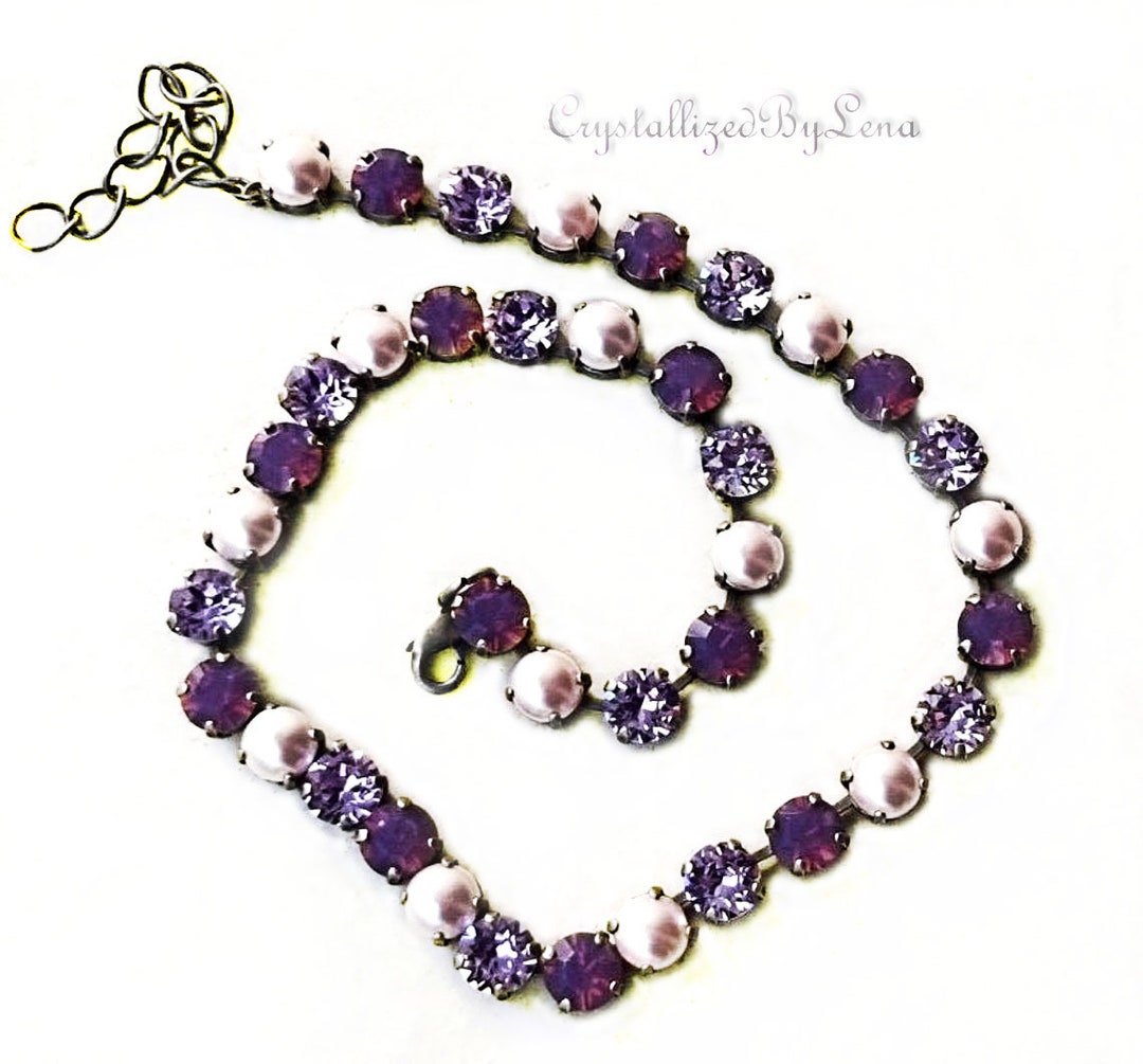 Swarovski Crystal Cyclamen Opal and Rosaline Pearl Tennis - Etsy